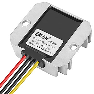 DROK Boost Buck Converter 9V-36V to 12V 5A 60W Aluminium Shell Waterproof Auto Step Up Down Voltage Regulator 12V Volt Transformer for Car Audio Solar Power System LCD Television LED Display Screen