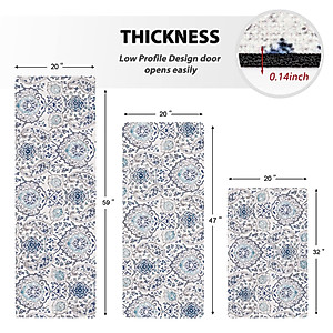 MELAJIA Boho Kitchen Rugs Sets of 3 Non Slip Washable Laundry Room Rubber Mat Kitchen Mats Set for Floor Easy to Clean Low-Profile Runner Rug for Hallway Bathroom Bedroom Entryway