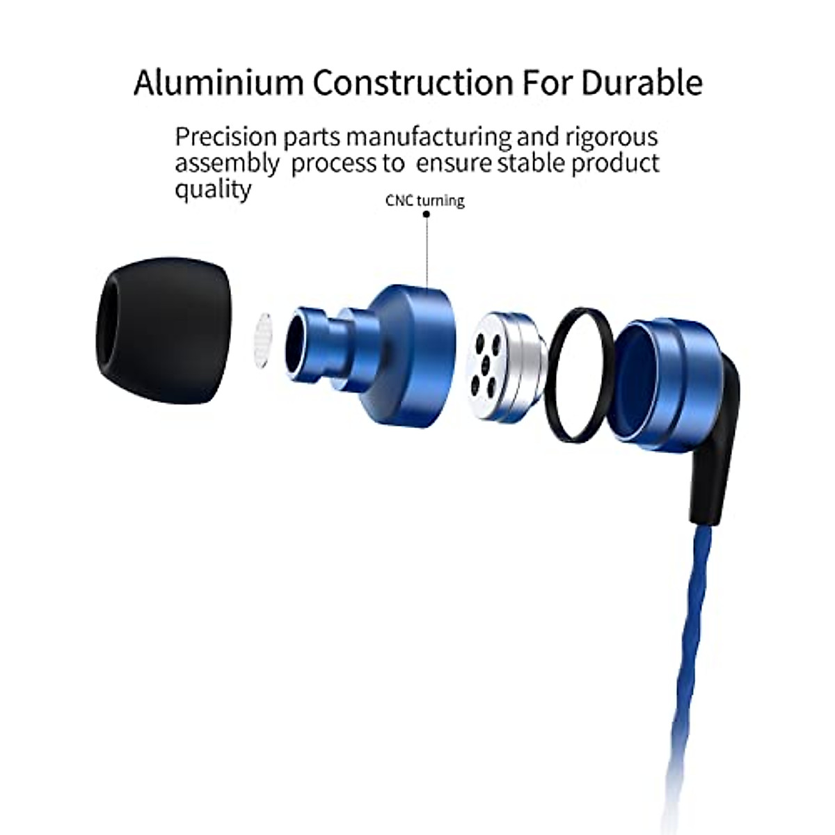 SoundMAGIC E80 Wired Earbuds No Microphone HiFi Stereo Earphones Noise Isolating in Ear Headphones Comfortable Fit Super Bass for Audiophile Blue