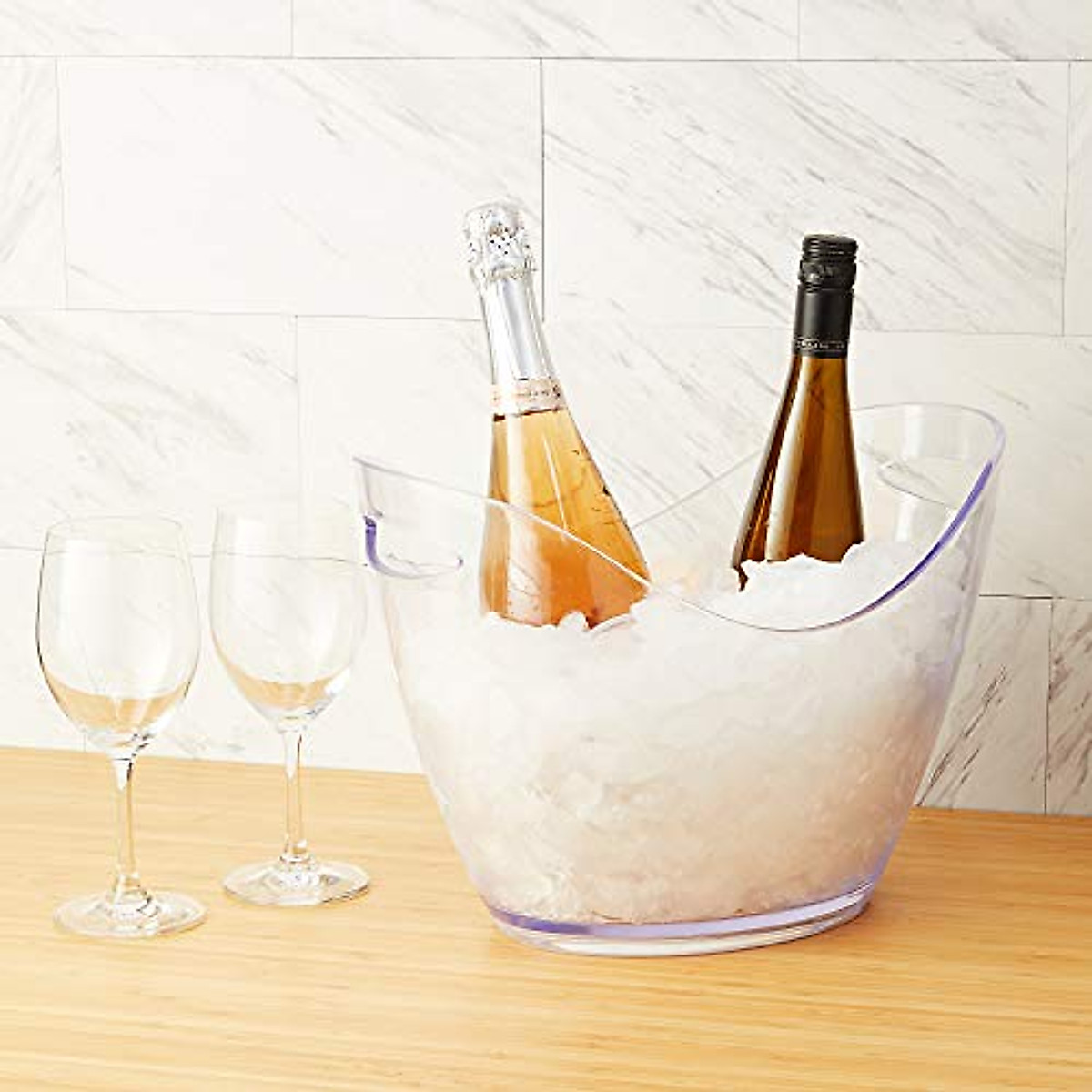 True Chill Clear Ice Bucket - Wine Buckets for Parties - 4 Bottle Capacity Champagne & Wine Acrylic Ice Bucket - 2 Gallon Plastic Ice Bucket Set of 1