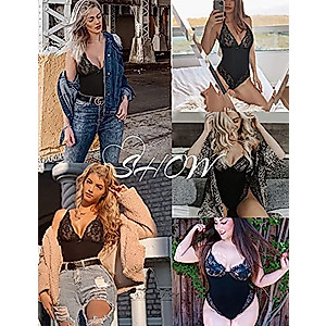 Avidlove Women Lingerie Bodysuit Snap Crotch Teddy One Piece Babydoll (Black,XL)