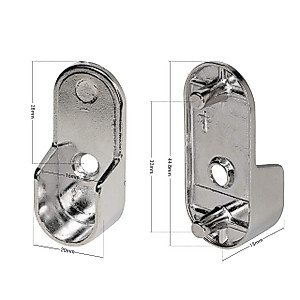 Rok Hardware Chrome 1-3/16" (30 mm) x 19/32" (15mm) Oval Closet Rod End Support with 3/16" (5mm) Pins 30X15X5MMCH (2 Pack)