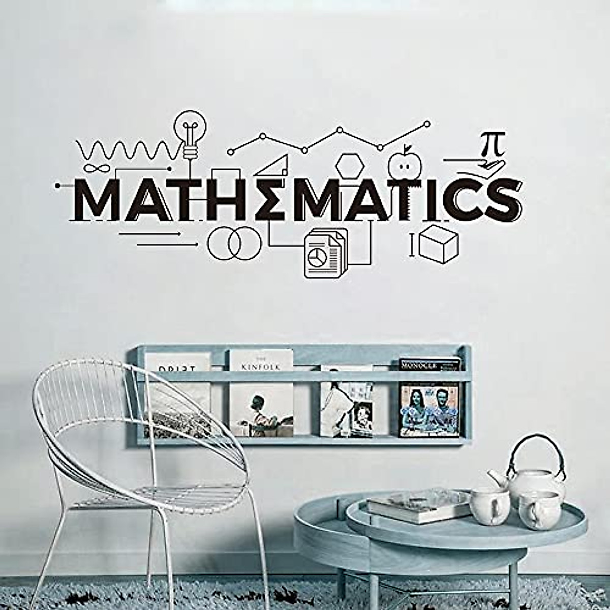 17x44 inch Children Room Mathematics Sign Wall Stickers Math Education Vinyl Decals School Classroom Decoration Motivational Poster Wall Murals HQ951 (Black)