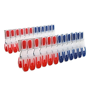 Strong Non-Slip Wide Open Plastic Clothes Clips for Drying Clothing Clamps Sturdy Travel Clothespins 24 Pack
