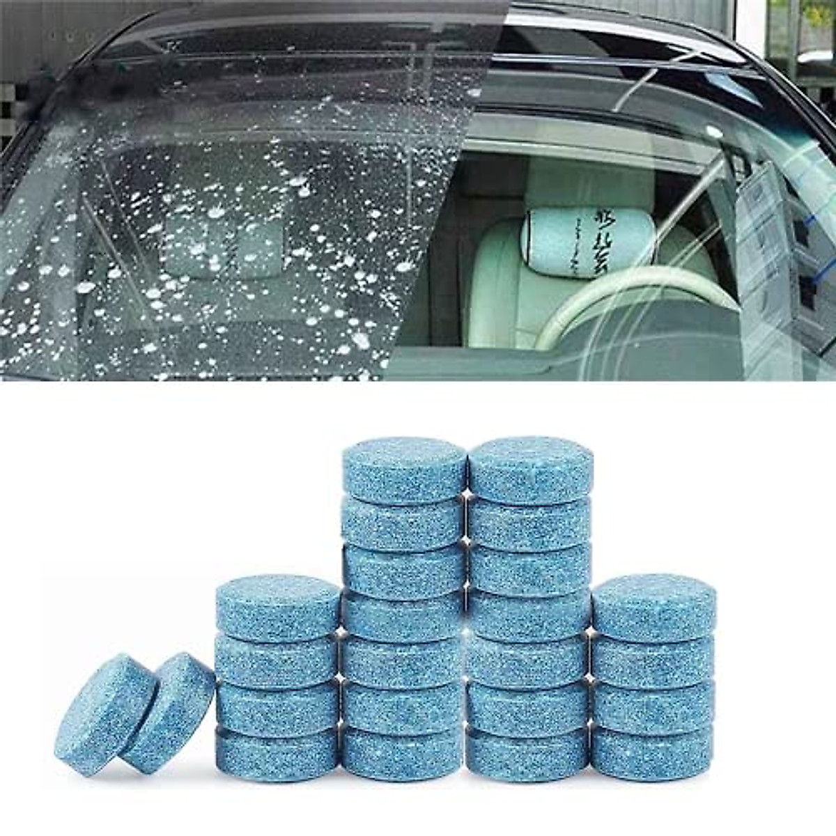 JIFOVER 100/200Pcs Car Windshield Washer Fluid Tablets, Windshield Wiper Fluid Tablets, Wiper Fluid Concentrate for Car Kitchen Window (200PCS)