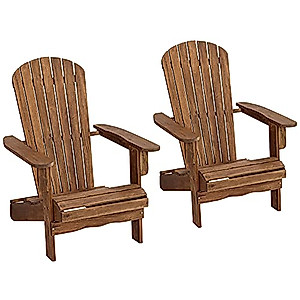Teal Island Designs Cape Cod Natural Wood Adirondack Chairs Set of 2