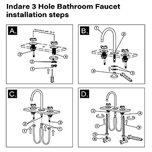 Matte Black Bathroom Faucet, Indare 8-inch Brass Widespread Faucet for Bathroom Sink 3 Holes with Pop-up Drain Assembly and Supply Lines Preassembled, 110101-PB