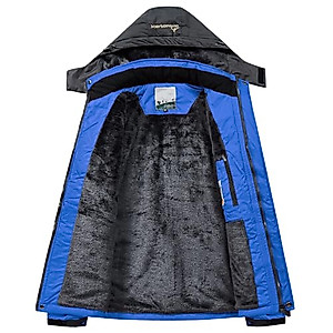 MANSDOUR Men's Ski Jacket Warm Winter Coat Outdoor Snowboard Jacket Windproof Snow Rain Coat Waterproof Fleece Mountain Windbreaker Hooded Coat Casual Skating Skiing Hiking Jackets