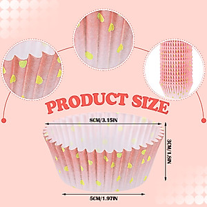 Funtery 300 Count Pink Cupcake Liners Pink Gold Bridal Shower Cupcake Wrappers Cupcake Wrappers Decorations Paper Cupcake Liners for Baking Baby Bridal Shower Wedding Birthday Tea Party Decorations