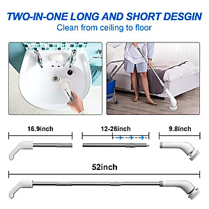 SZFIXEZ Electric Spin Scrubber, Shower Cleaning Brush, 2 Adjustable Speeds Cordless Power Spinning Cleaner Brush with 8 Replaceable Brush Heads for Tile, Tub, Sink, Wall, Bathroom SXT-160