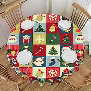 Elightvap Christmas Round Tablecloth 60 Inch, Polyester Lace Tablecloth,Stain Resistance, Water Repellent and Wrinkle-Free for Party Dinning Tabletop Wedding Home Deco