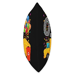 Garbage Truck Dumpsters Bin Birthday Pun Happy O3 Birthday Rear Loader Garbage Truck Throw Pillow, 16x16, Multicolor