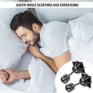 RIOSO 14Pairs Earrings for Men Women Surgical Stainless Steel Hypoallergenic Stud Earring Screw Back Stud Hoop Earring Set Men's Black Silver Earrings