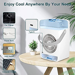 2023 Newest Upgraded Mini Air Conditioner,Air Conditioners Portable for Room,Oscillating Portable Small Ac with Timer,4 Speeds 2 Cool Mist,Small Air Conditioner for Room Kitchen Office Bedroom…