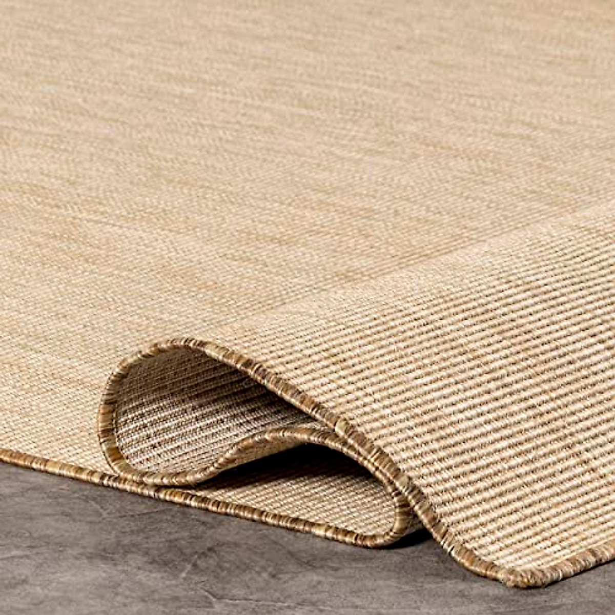 nuLOOM Easy-Jute Nakia Solid Indoor/Outdoor Area Rug, 9' 6" x 12', Natural