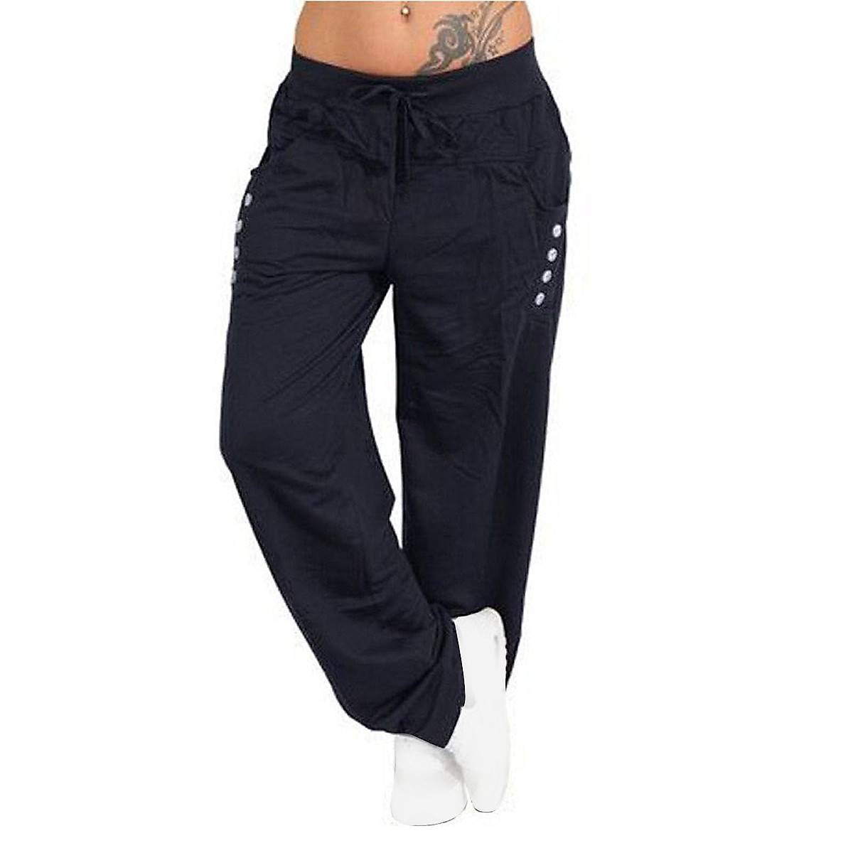 Women's Baggy Sweatpants Casual Size Elastic Waistband Cinch Bottom Joggers Pants Active Long Trousers with Pockets
