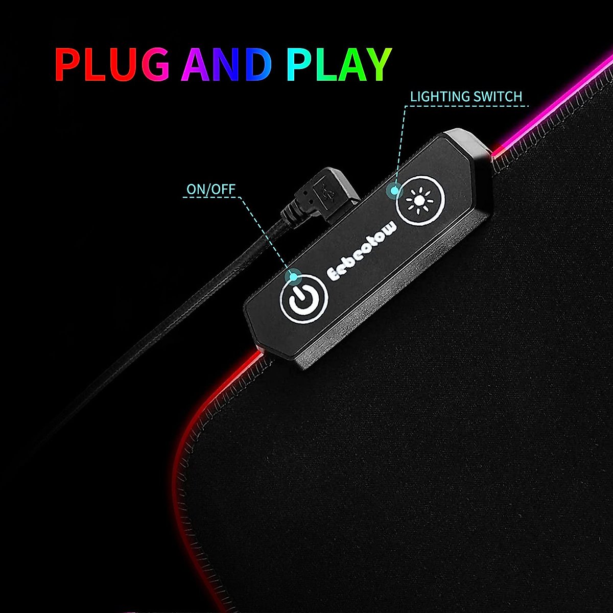 RGB Gaming Mouse Pad, Extended Large Mouse Pad with 14 Lighting Modes, Waterproof and Non-Slip Rubber Base Keyboard Mat Soft Gaming Pad Size 31.5X12 in