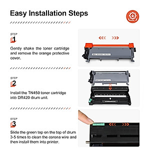 v4ink Compatible Toner Cartridge and Drum Unit Replacement for Brother TN450 TN420 DR420 use with HL-2270dw HL-2280dw HL-2230 HL-2240d MFC-7240 MFC-7360n MFC-7860dw 3 Packs (1 Drum+2 Toner) (Black)