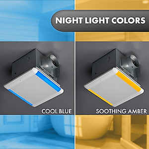 Homewerks 7145-80V-HS Dual Speed Bathroom Exhaust Fan with Integrated Dimmable LED and Automating Humidity Sensor, 1.0-1.5 Sones 80-110 CFM, Smart Moisture White