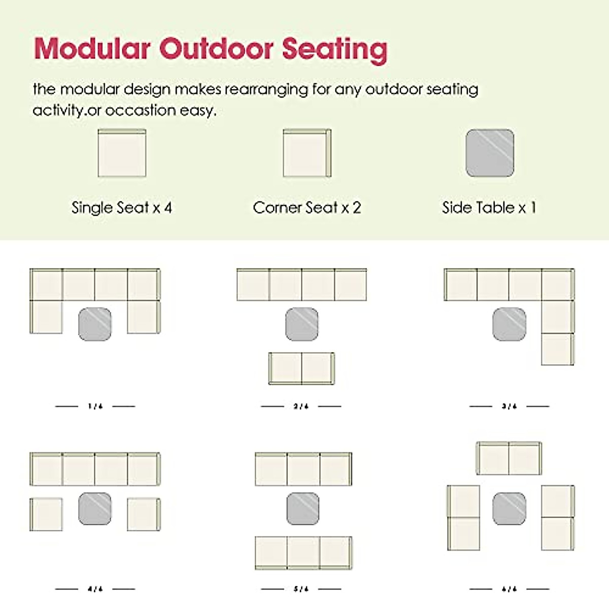 KAWIVAST Updated-7 Piece Patio Furniture Set, Sectional Sets, Patio Sectional Sofa, PE Wicker Patio Furniture Set, Outdoor Rattan Sectional Sofa, Patio Conversation Sets