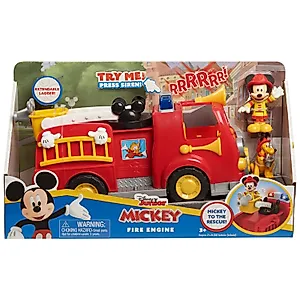 Disney’s Mickey Mouse Mickey’s Fire Engine, Figure and Vehicle Playset, Lights and Sounds, Officially Licensed Kids Toys for Ages 3 Up by Just Play