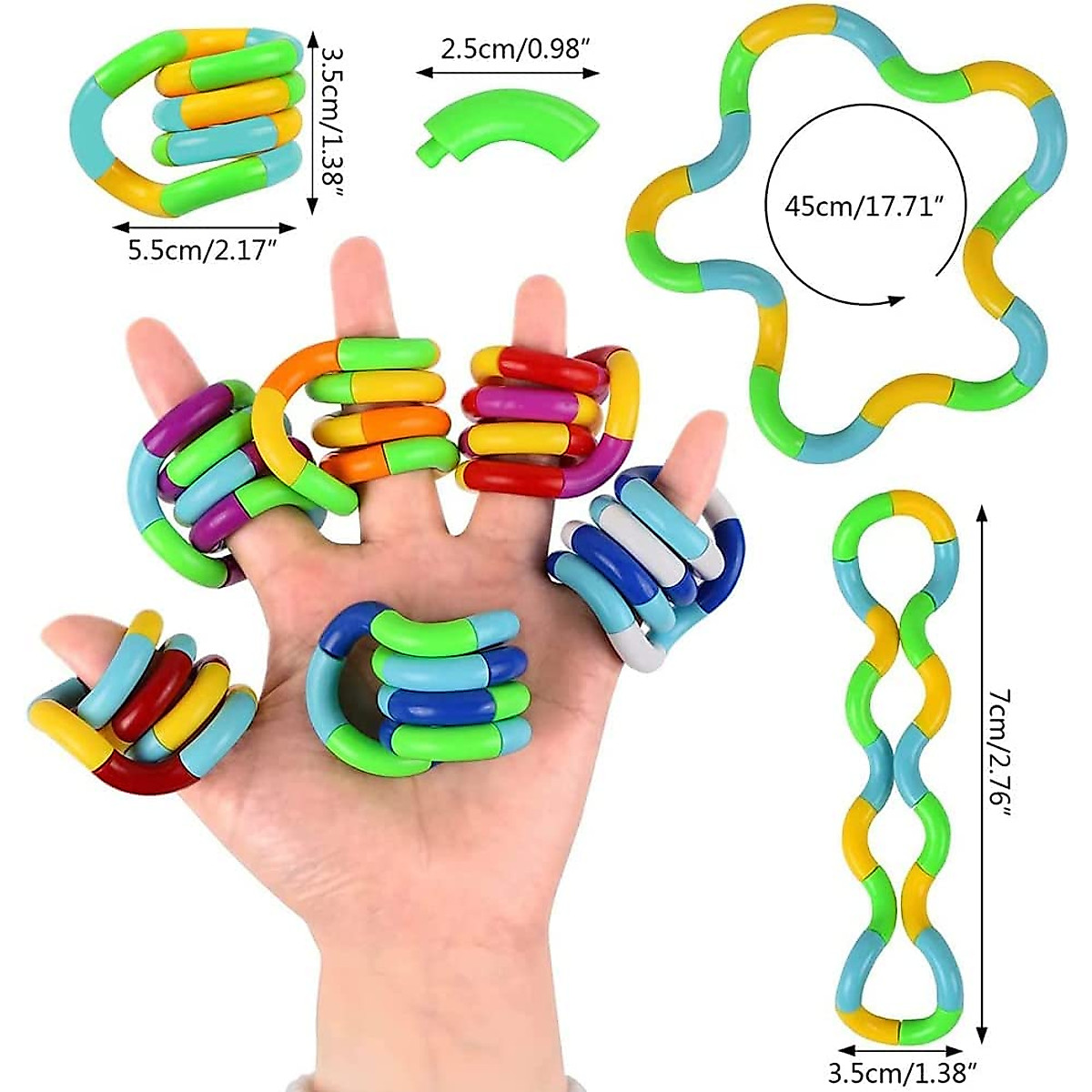 20 PCS Multicolored Quiet Fidgets Toys for Unique Fidget Experience, Anti Anxiety Sensory Toys Combine into New Shapes, Brain Imagination Tools, Relax Therapy Educational Toy for Kids Boys Adults