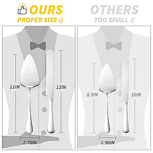 Fiwarex Wedding Cake Knife and Server Set, Cake Cutting Set for Party, Stainless Steel Large Cake Knife Set with Classic Design, Rounded Edges Cake Cutting Knife for Birthday Christmas Gift