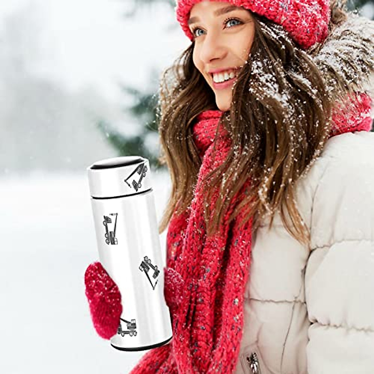 CaTaKu Mini Cute Truck Water Bottle Insulated 16 oz Stainless Steel Flask Thermos Bottle for Coffee Water Drink Reusable Wide Mouth Vacuum Travel Mug