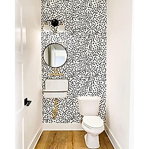 Jeweluck Black and White Wallpaper Peel and Stick Wallpaper Dot Contact Paper 17.7inch×118.1inch Modern Black Contact Paper Peel and Stick Polka Dot Wallpaper Removable Wallpaper for Bathroom Vinyl
