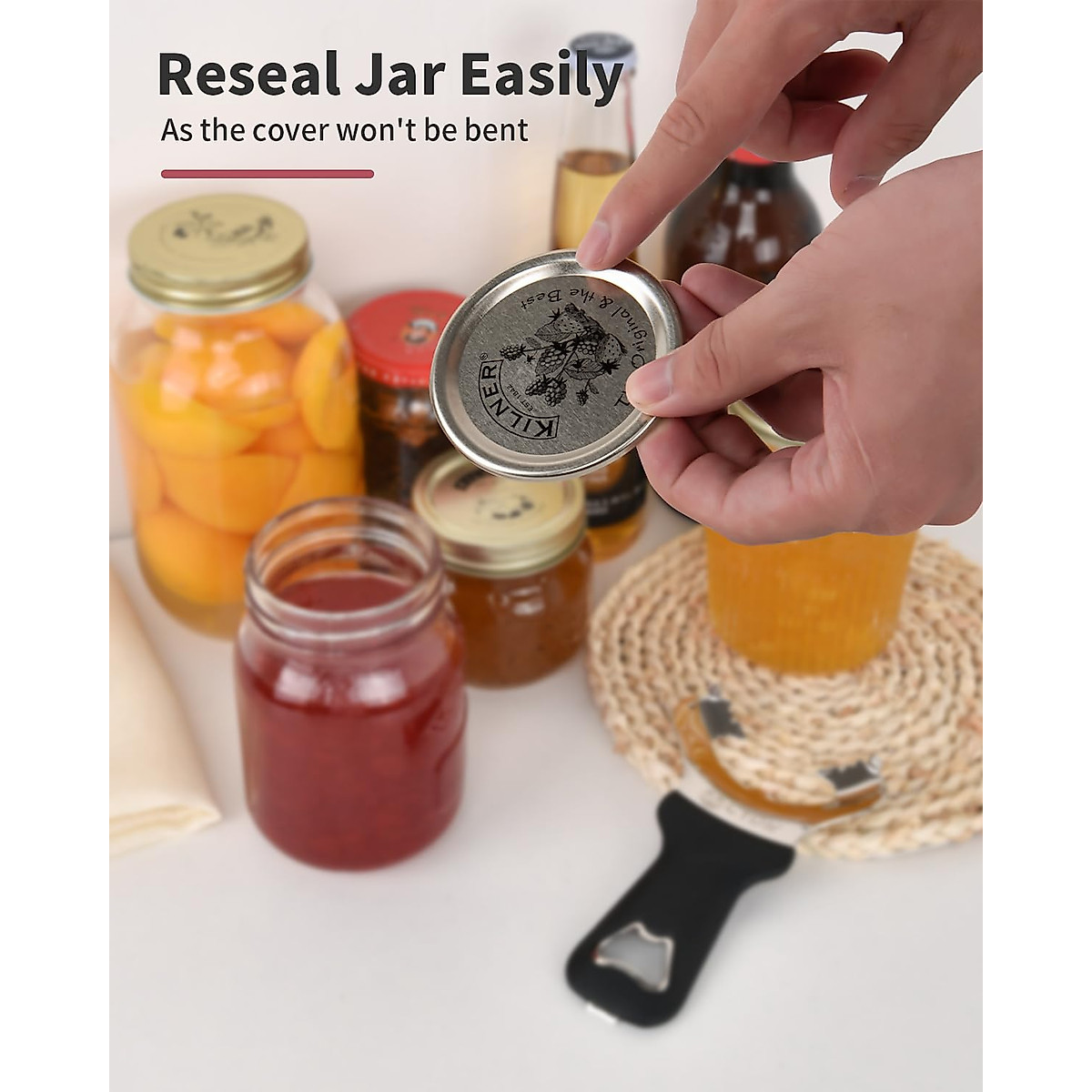 CYDW Mason Jar Opener Tool with Soft Touch Handle, No Lid Dents or Damage, Can Opener Manual Multi-Purpose, Easy Twist Manual Handheld Top Remover, Canning Supplies, Bottle Opener, Made for Lifetime