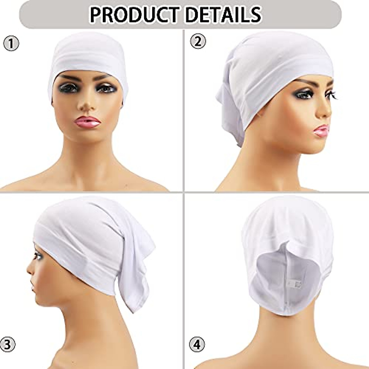 12 Pieces Under Scarf Hijab Cap Under Caps for Turban Head Wraps Scarf Solid Color Hijab Tube Unisex Stretch Dreadlocks Tube Neck Cover