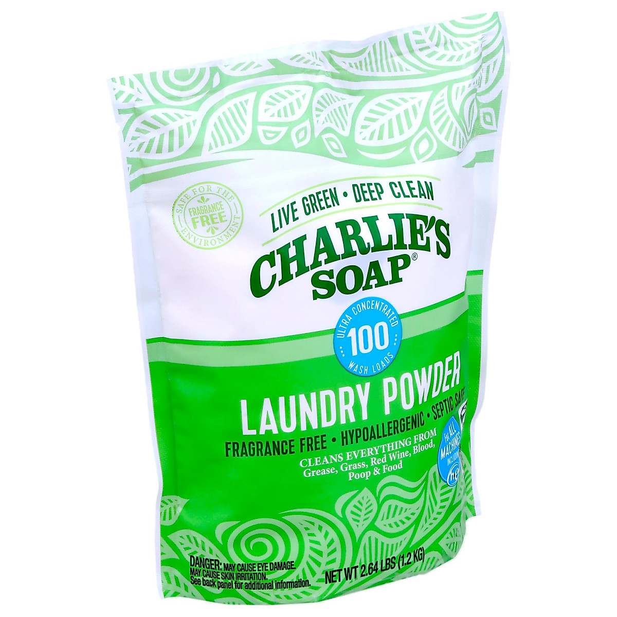 Charlie's Soap Laundry Powder (100 Loads, 2 Pack) Hypoallergenic Deep Cleaning Washing Detergent – Eco-Friendly, Safe, and Effective