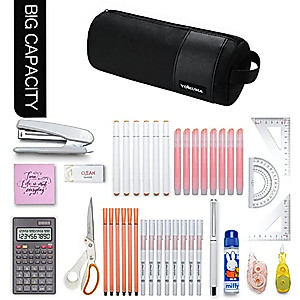 YOKUMA Pencil Case Bag Pouch for Adults Big Capacity Aesthetic Pen Case Office Supplies for College Stationery Organizer (Black)