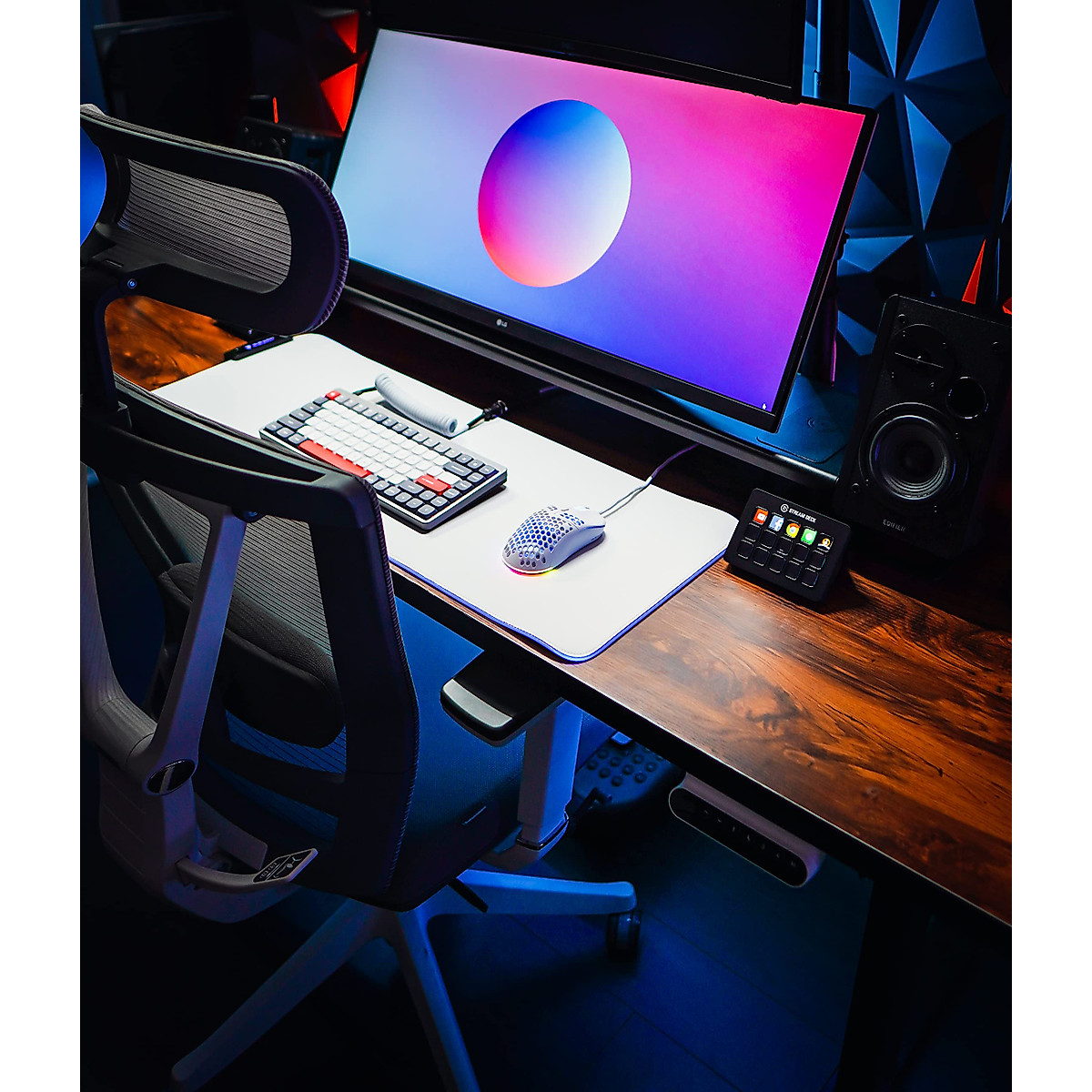 Rukario Ronin X PC Gaming Mouse (Arctic White, Wired) - Ultra LightWeight Symmetrical Honeycomb Shell | RGB Led | PTFE Glides | Pixart 3360 Sensor | 6 Buttons | Weight 63G | Adjustable Settings