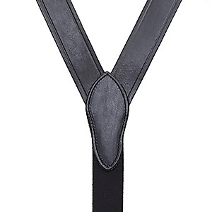 Suspender Store Plain Crease Handcrafted Western Leather Suspenders - 1.5-Inch Wide - Belt Loop - X-Large - 44-48 Inches - Black