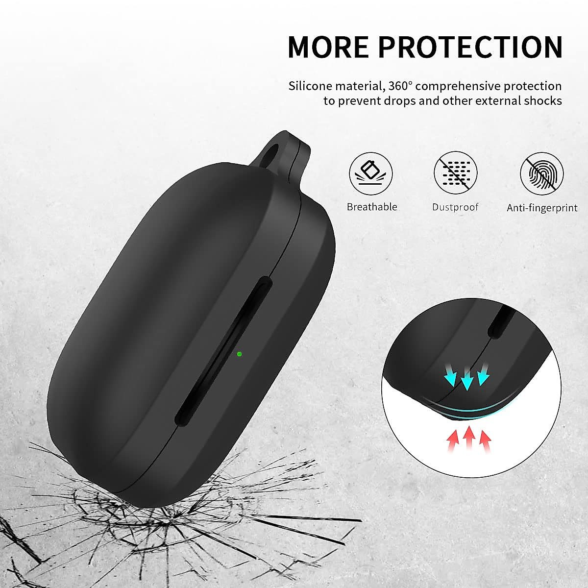 Woocon Case for OnePlus Buds Pro Charging Case,5 in 1 Soft Silicone Cover Accessories Protective Skin Sleeve for OnePlus Buds Pro 2 Wireless Earbuds with Keychain/Strap/Watch Band Holder/Brush(Black)