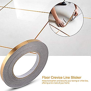 54.7Yard Ground Tile Foil, PVC Waterproof Self-Adhesive Floor Crevice Line Sticker, Ground Corner Decoration Home Decor Accessories(Gold 1cm/0.39in)