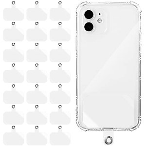 24 Pcs Phone Lanyard Tab Universal Phone Tether Patches TPU Replacement Patches Compatible Phone Case Lanyard Cell Phones Case Safety Lanyard Non Adhesive (Clear)
