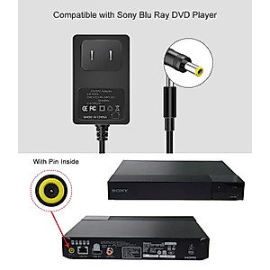 Replace Sony Blu Ray DVD Player Power Cord 12V AC Adapter, fit for Sony BDP-S5200 BDP-S3200 BDP-S3700 BDP-S6700 BDP-S1700 BDP-S3500 Blu-ray DVD Player, Suitable for The Sony AC-M1208UC AC Adapter