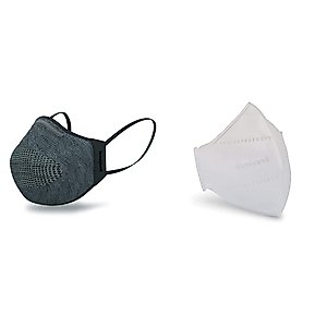 Honeywell 4-Pack Dark Gray Dual Layer Face Covers with 32 Replaceable Inserts, Size M/L (RWS-50112) with Honeywell RWS-50110 Dual-Layer Face Cover Replacement Inserts (48 pack)