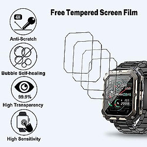 𝑭𝑰𝑳𝑰𝑬𝑲𝑬𝑼 𝑴𝒊𝒍𝒊𝒕𝒂𝒓𝒚 𝑺𝒎𝒂𝒓𝒕 𝑾𝒂𝒕𝒄𝒉 𝑴𝒆𝒏 Bluetooth Call Ip68 Waterproof Fitness Smart Watches Heart Rate Blood Pressure Smart Watch Black Steel Man Smartwatches for Android iOS