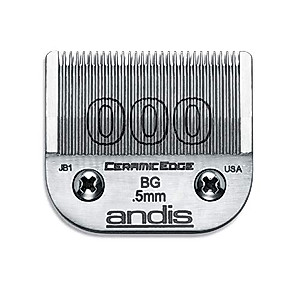 Andis – 64480, Ceramic Edge Carbon-Infused Detachable 0.5mm Clipper Blade - Close Cutting, Body Grooming Blades - Compatible With Most Andis, Oster A5, Series Clipper - Size 1/50" Cut Length, Chrome