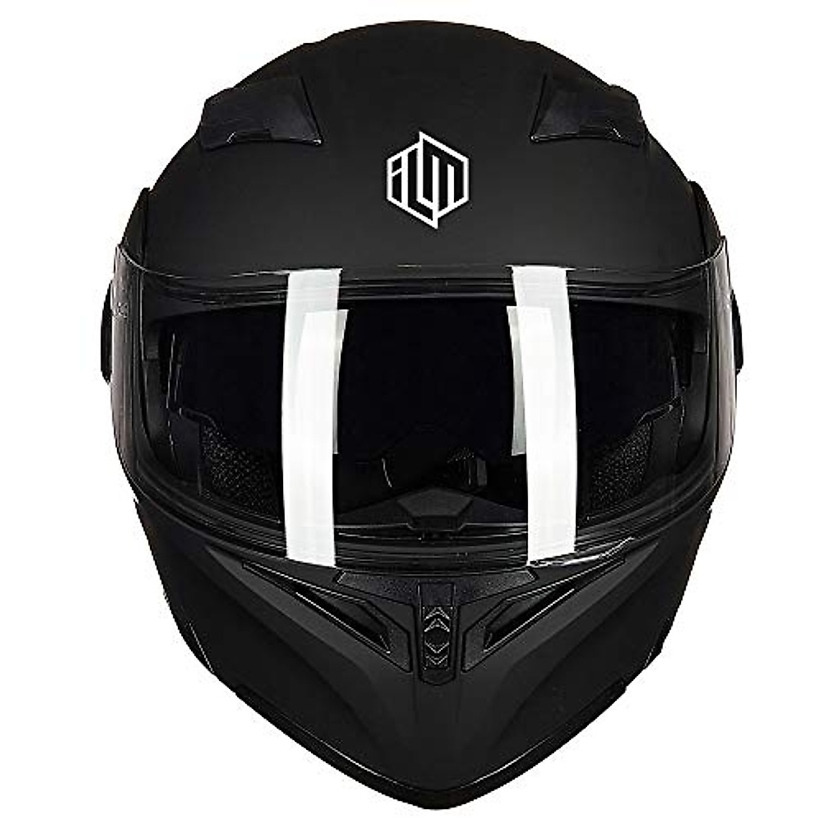 ILM Motorcycle Dual Visor Flip up Modular Full Face Helmet DOT 6 Colors Model 902 (XL, Matte Black)