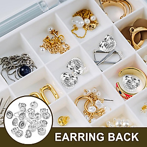 VILLCASE 20pcs Flower Earring Backs for Droopy Ears Safety Earring Studs Secure Locking Ear Backs Studs Replacement for Heavy Earrings Jewelry Findings Silver