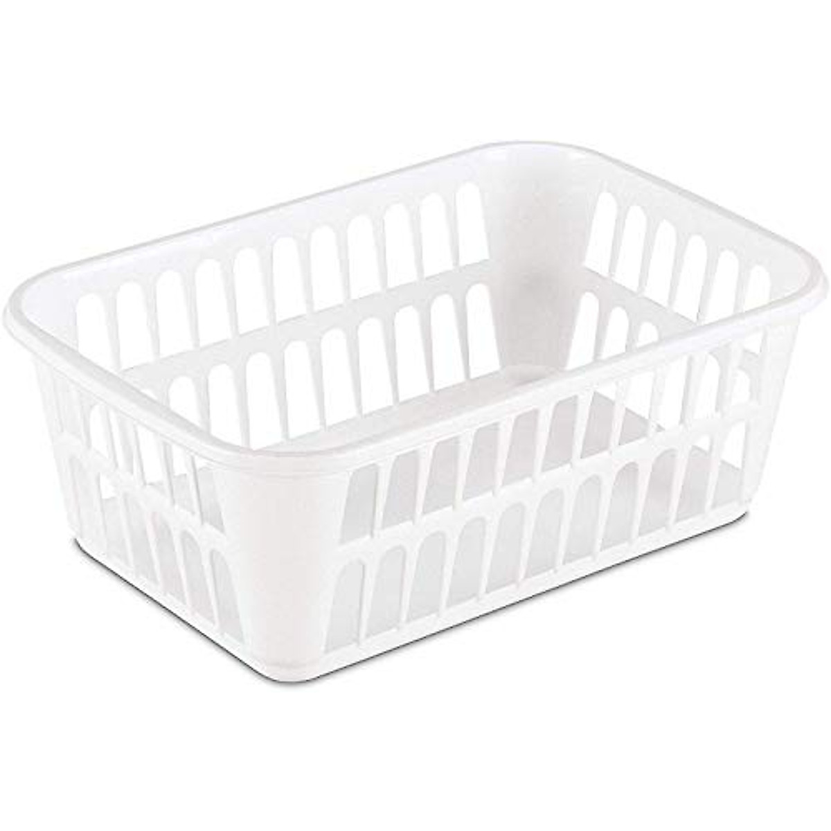 Tribello Plastic Bin Baskets for Organizing, White Storage Tray, High 11 x 8 x 4 - Pack of 4 - Made in USA