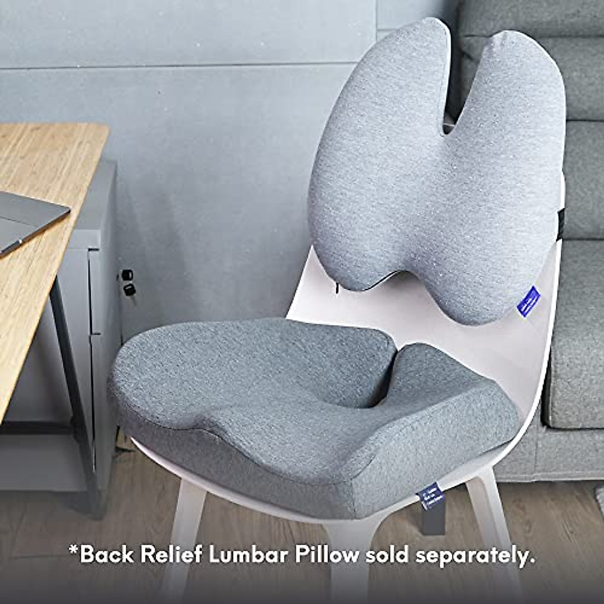 Cushion Lab Patented Pressure Relief Seat Cushion for Long Sitting Hours on Office/Home Chair, Car, Wheelchair - Extra-Dense Memory Foam for Hip, Tailbone, Coccyx, Sciatica - Light Grey