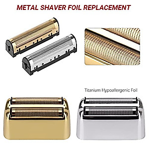 Anrom Shaver Replacement Foil and Cutters Compatible with BabylissPRO Barberology Foil Shaver, Replacement Double Foil Shaver Head with 2 Cutters Blade Set (Silver)