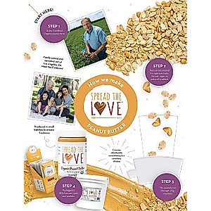 Spread The Love NAKED Organic Peanut Butter, 16 Ounce (Organic, All Natural, Vegan, Gluten-free, Creamy, Dry-Roasted, No added salt, No added sugar, No palm oil) (1-Pack)