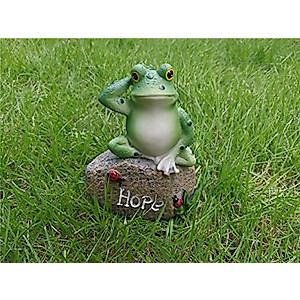 LANKER Frog Garden Statues – 3 Pack 5 Inch Frogs Sitting on Stone Sculptures Outdoor Decor Fairy Garden Ornaments