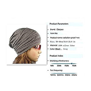 Effective 99.99% Anti Radiation Cap Multicolor EMF Protection Hat Shielding Cell WiFi 5G RF Hat 50-60cm/19.6-23.6 in (Gray)